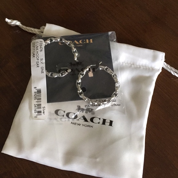 Coach | Jewelry | Coach Signature Link Hoop Earrings | Poshmark